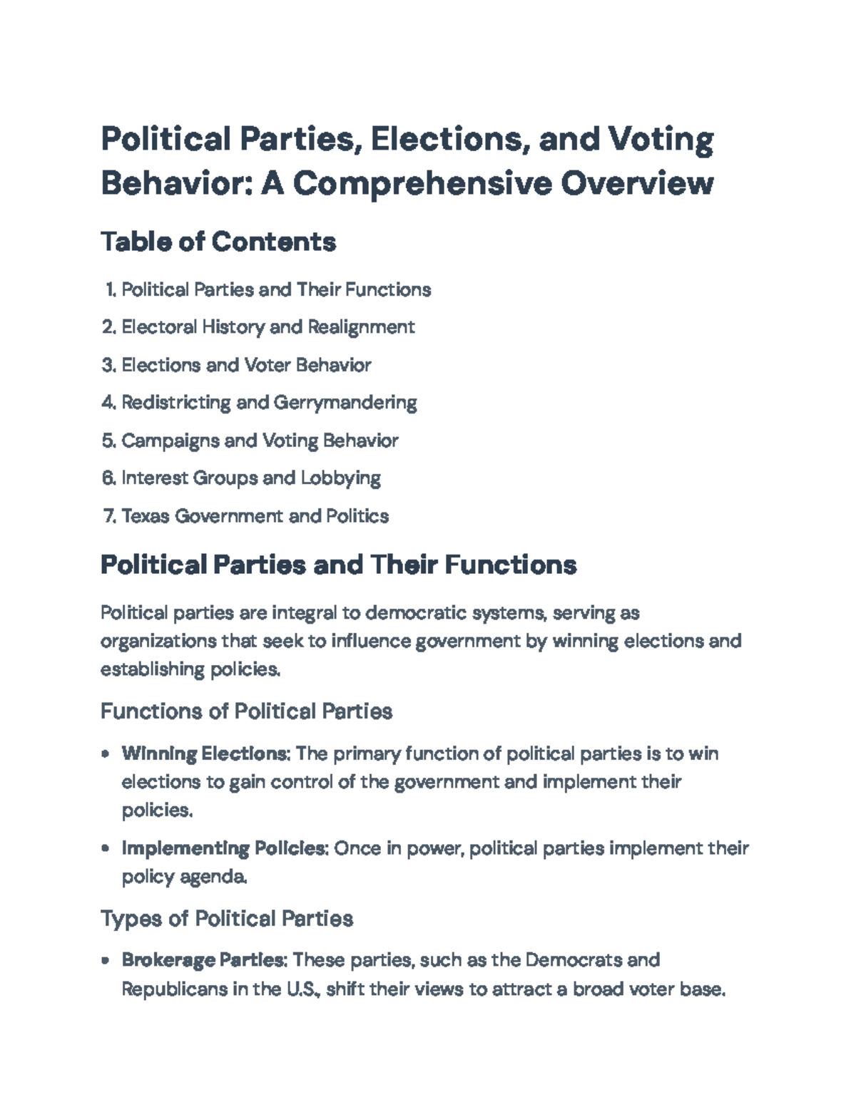 Political Parties, Elections, and Voting Behavior: A Texas Perspective ...