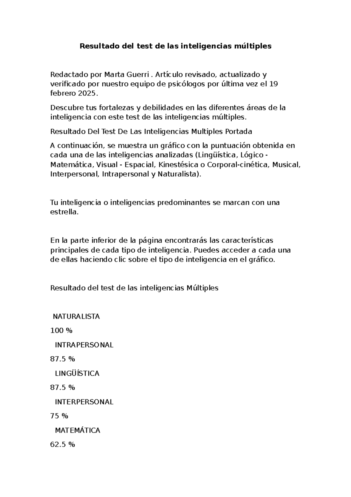 Resultados del Test de Inteligencias Múltiples - Análisis y Gráficos ...