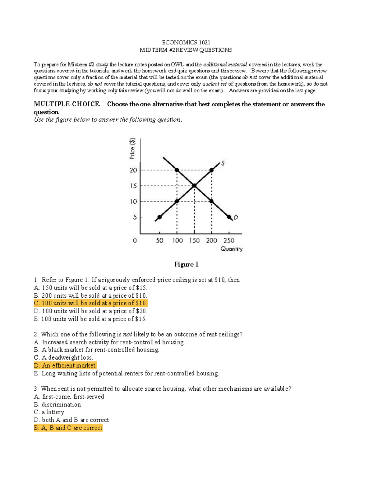 Midterm #2 - ECONOMICS 1021 MIDTERM #2 REVIEW QUESTIONS To prepare for Midterm #2 study the ...