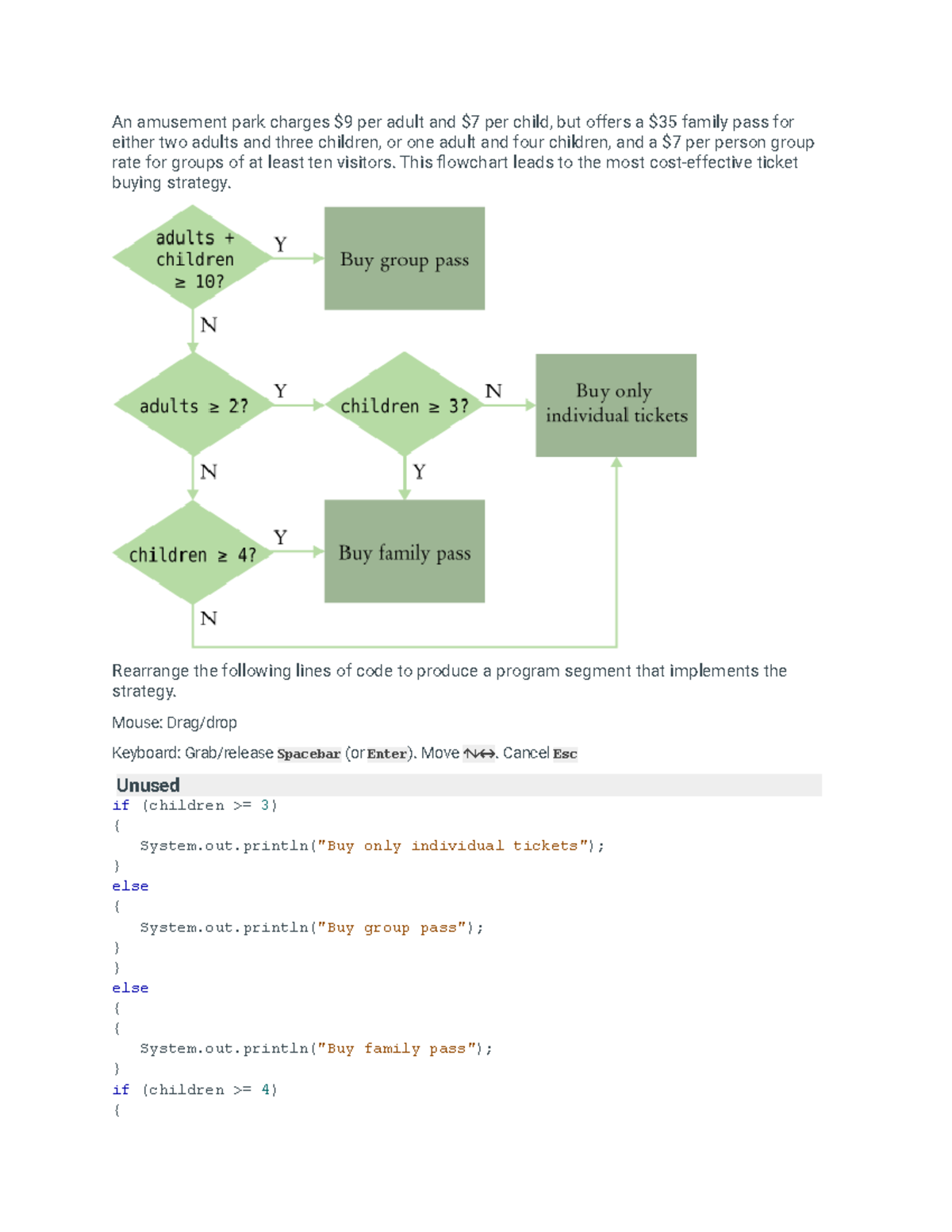 Java - Amusement Park Ticket Buying Strategy Flowchart Solution - Studocu