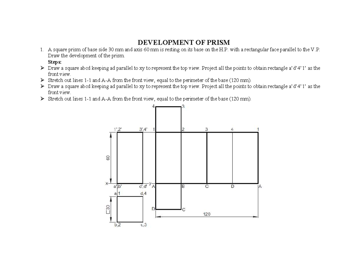 Development of Prisms and Cylinders: Technical Drawing Guide (MECH101 ...