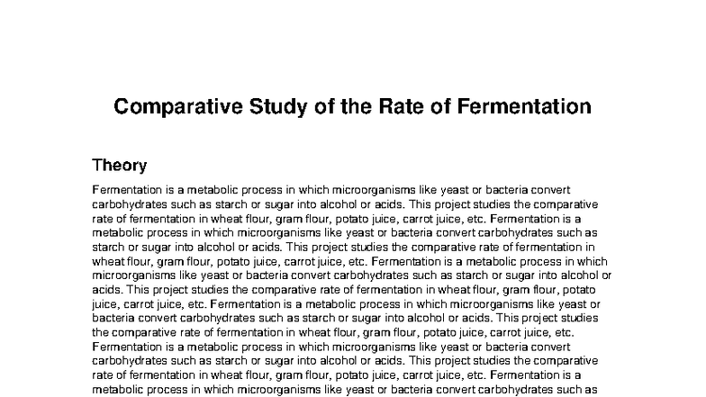 Comparative Study of Fermentation Rates in Various Substrates (FHE 101 ...