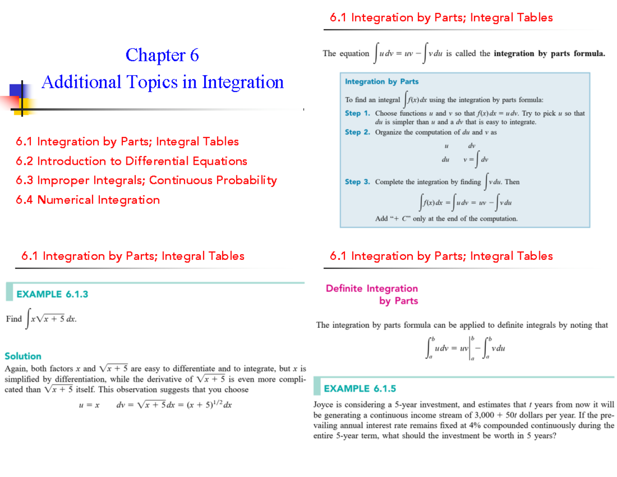 Calculus Chapter 6: Integration, Differential Equations & Probability ...