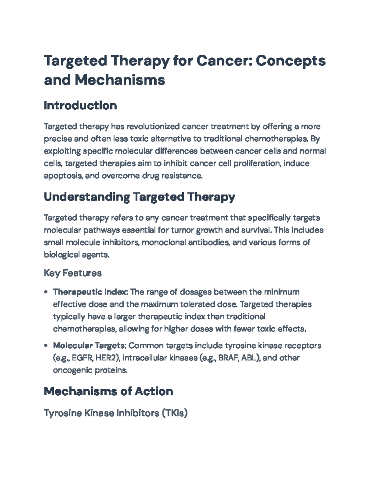 Targeted Therapy for Cancer: Concepts and Mechanisms of Action ...