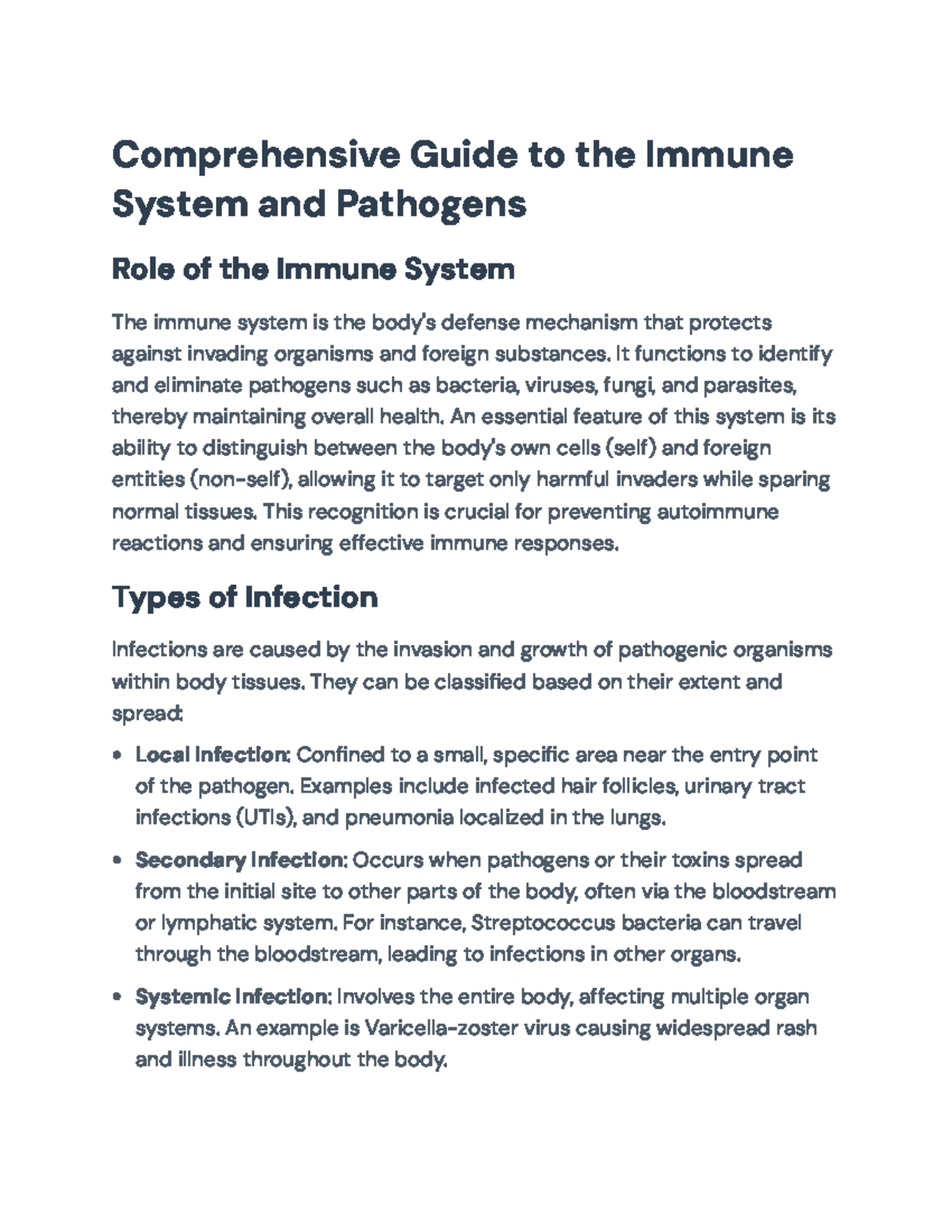 Comprehensive Overview of the Immune System & Pathogens (BIO 101) - Studocu