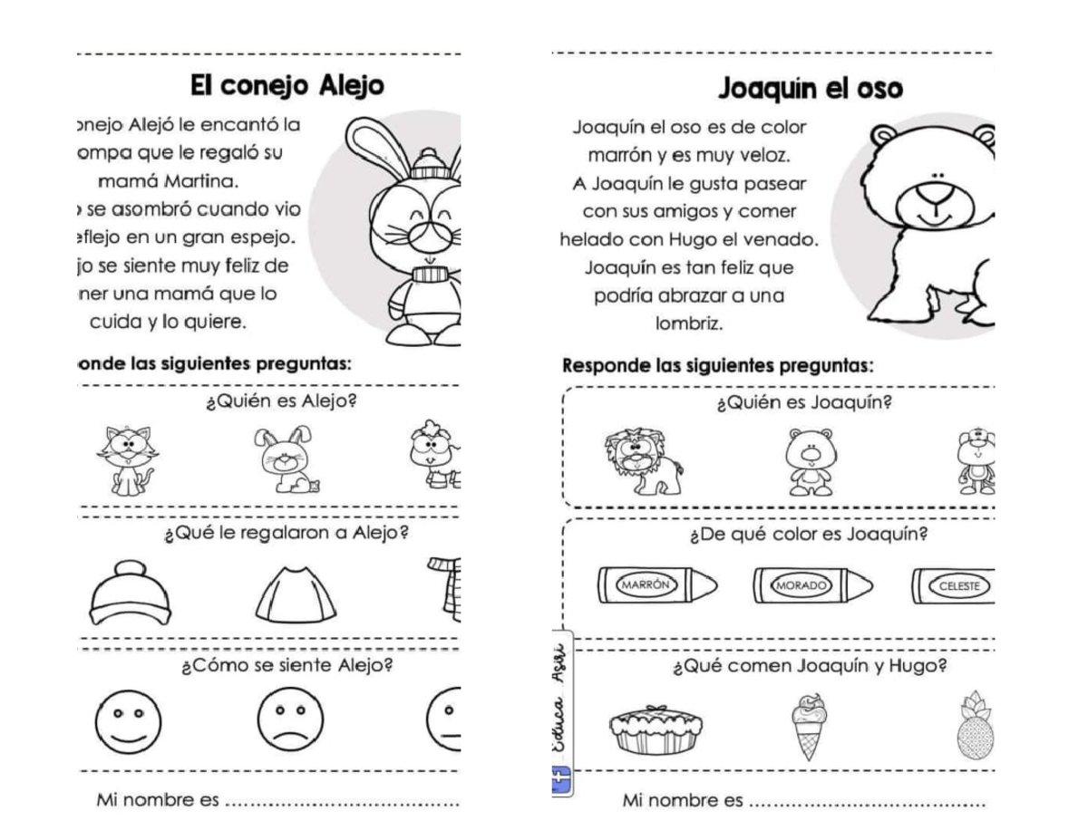 Lecturas Tercer Periodo - El conejo Alejo Joaquin el oso nejo Alejó le ...