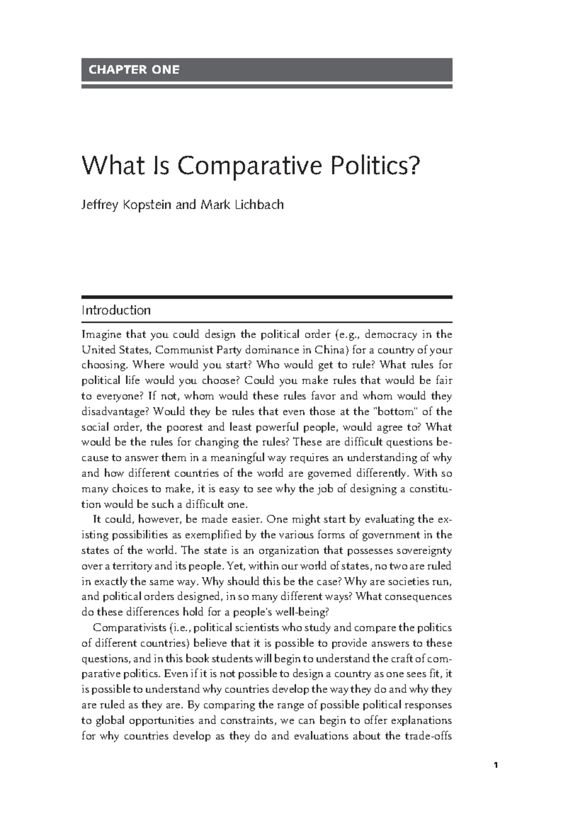 Comparative Politics: Understanding Political Orders and Regime Types ...