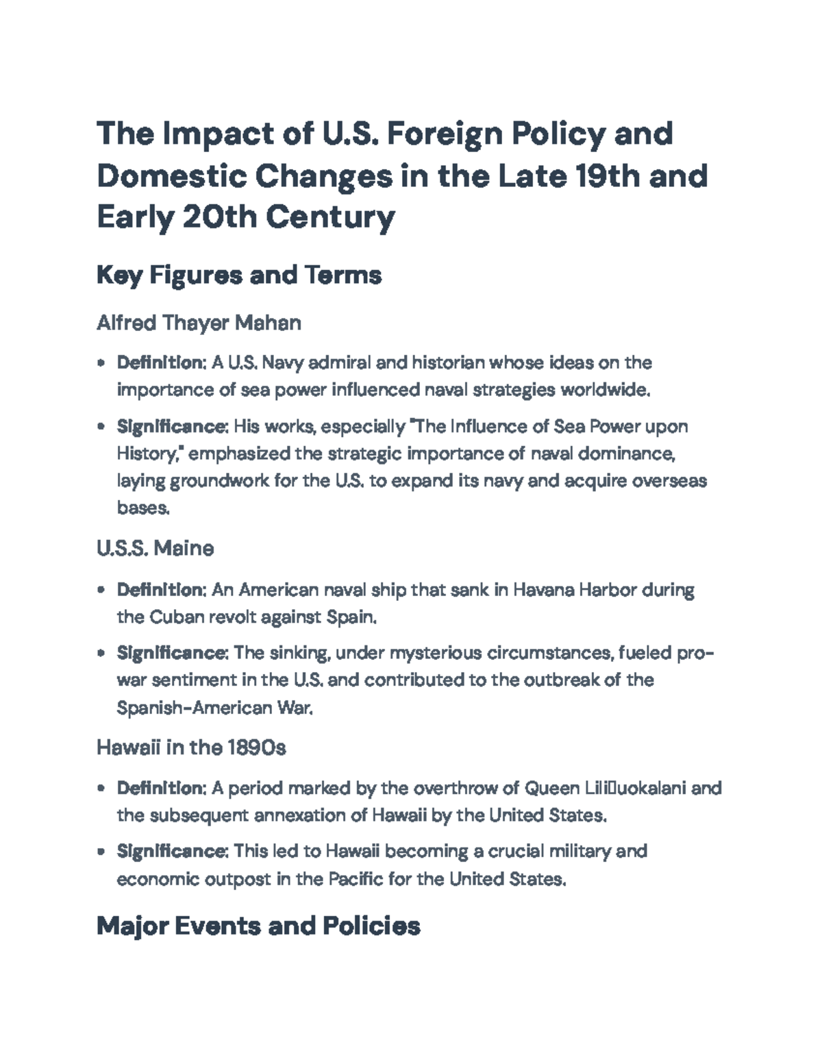 The Impact of U.S. Foreign Policy and Domestic Changes (HIST 201) - The ...