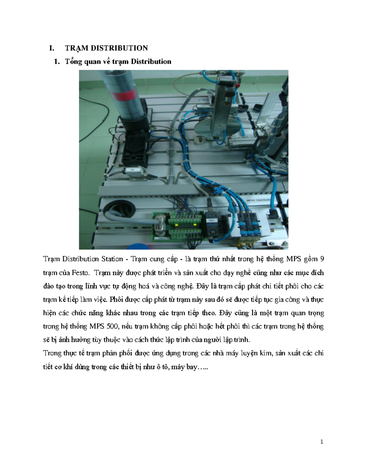 Trạm Distribution MPS 500: Tổng Quan và Nguyên Lý Hoạt Động - Studocu