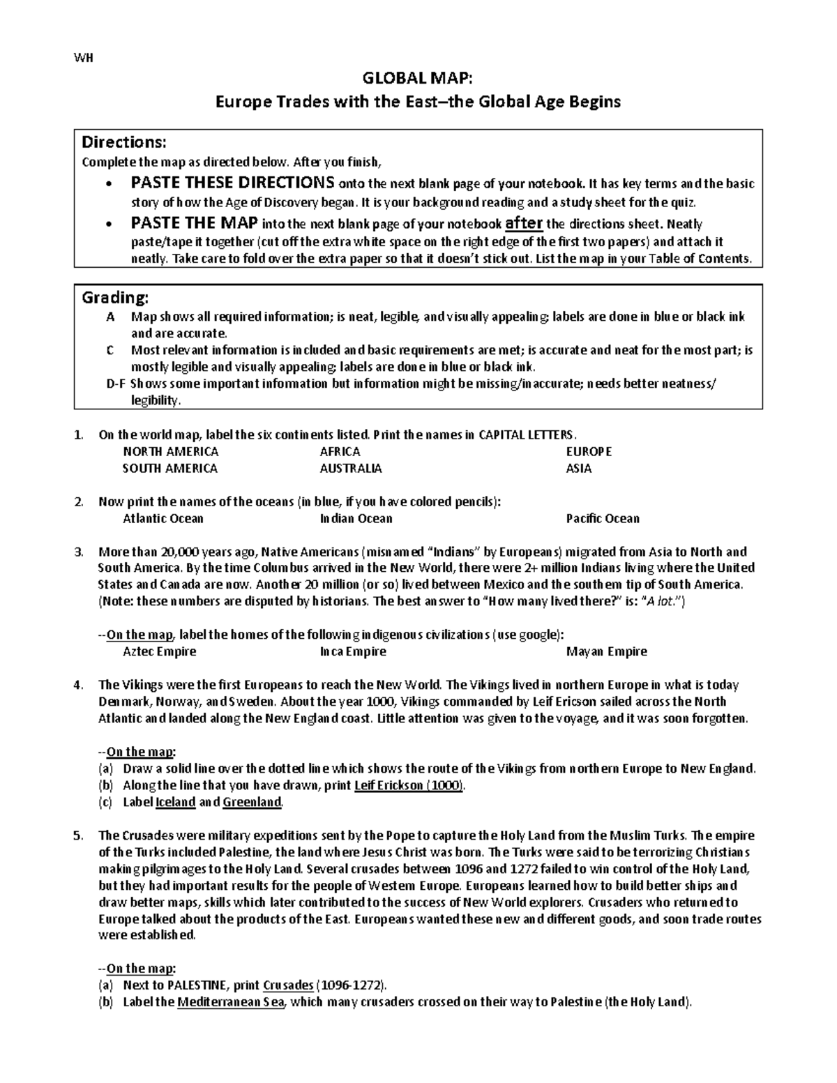 WH Global Map: Europe Trades in the Age of Discovery - Quiz Prep - Studocu