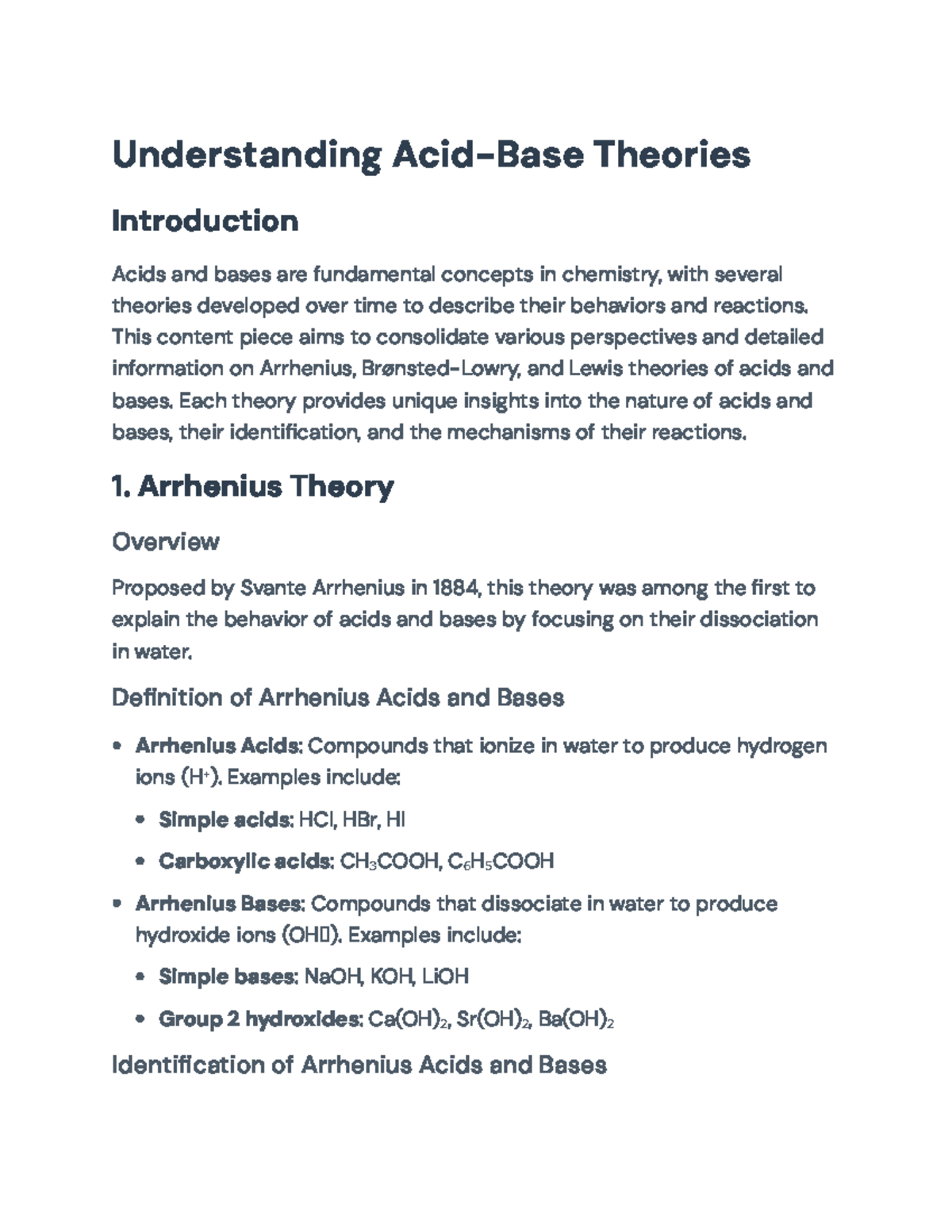 Understanding Acid-Base Theories: Arrhenius vs. Brønsted-Lowry ...