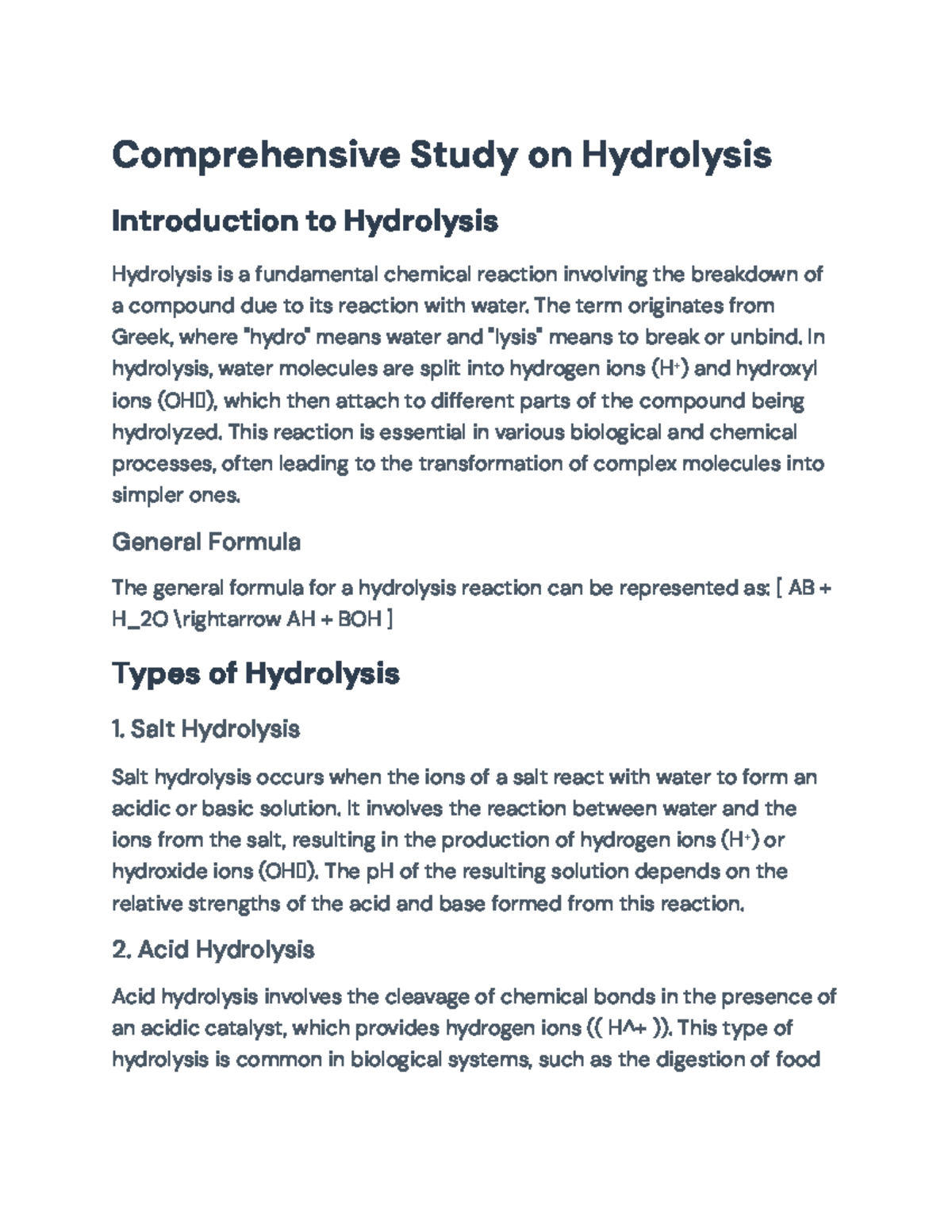 Comprehensive Guide to Hydrolysis: Types, Mechanisms, and Effects ...