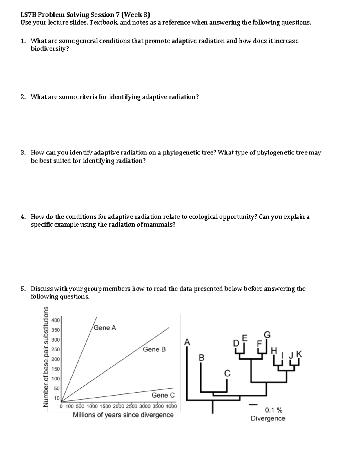 LS7B Problem Solving Session 7: Adaptive Radiation & Biodiversity F22 - Studocu