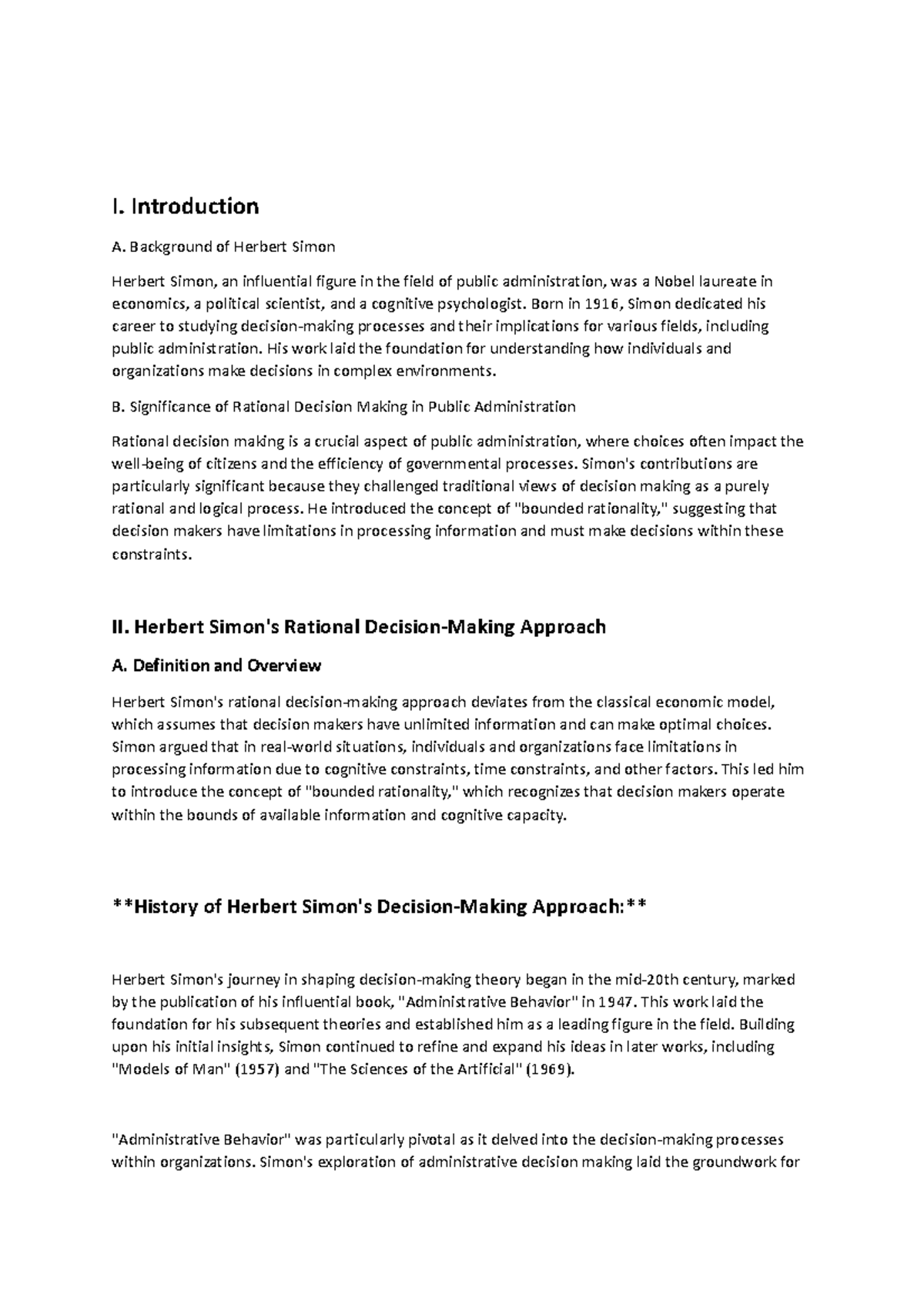 Herbert Simon's Rational Decision-Making Approach: Insights ...