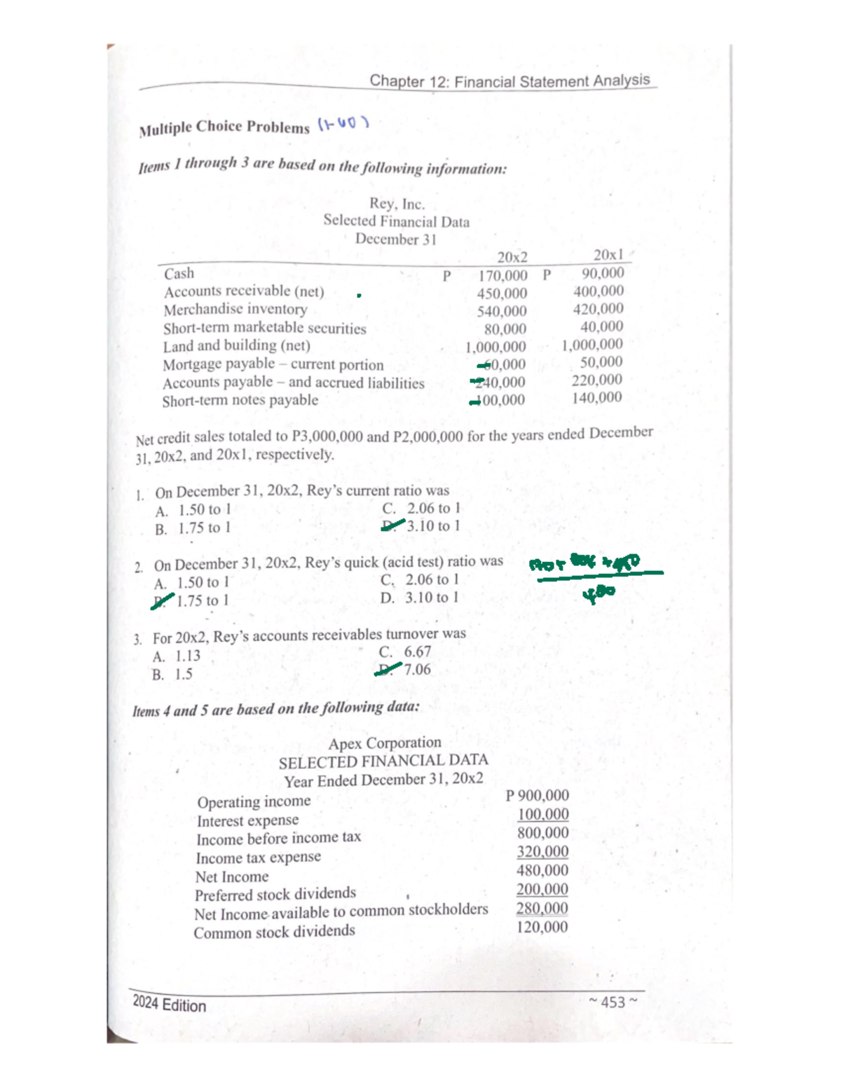Chapter 12 Financial Statement Analysis MCQs - Problems & Solutions ...