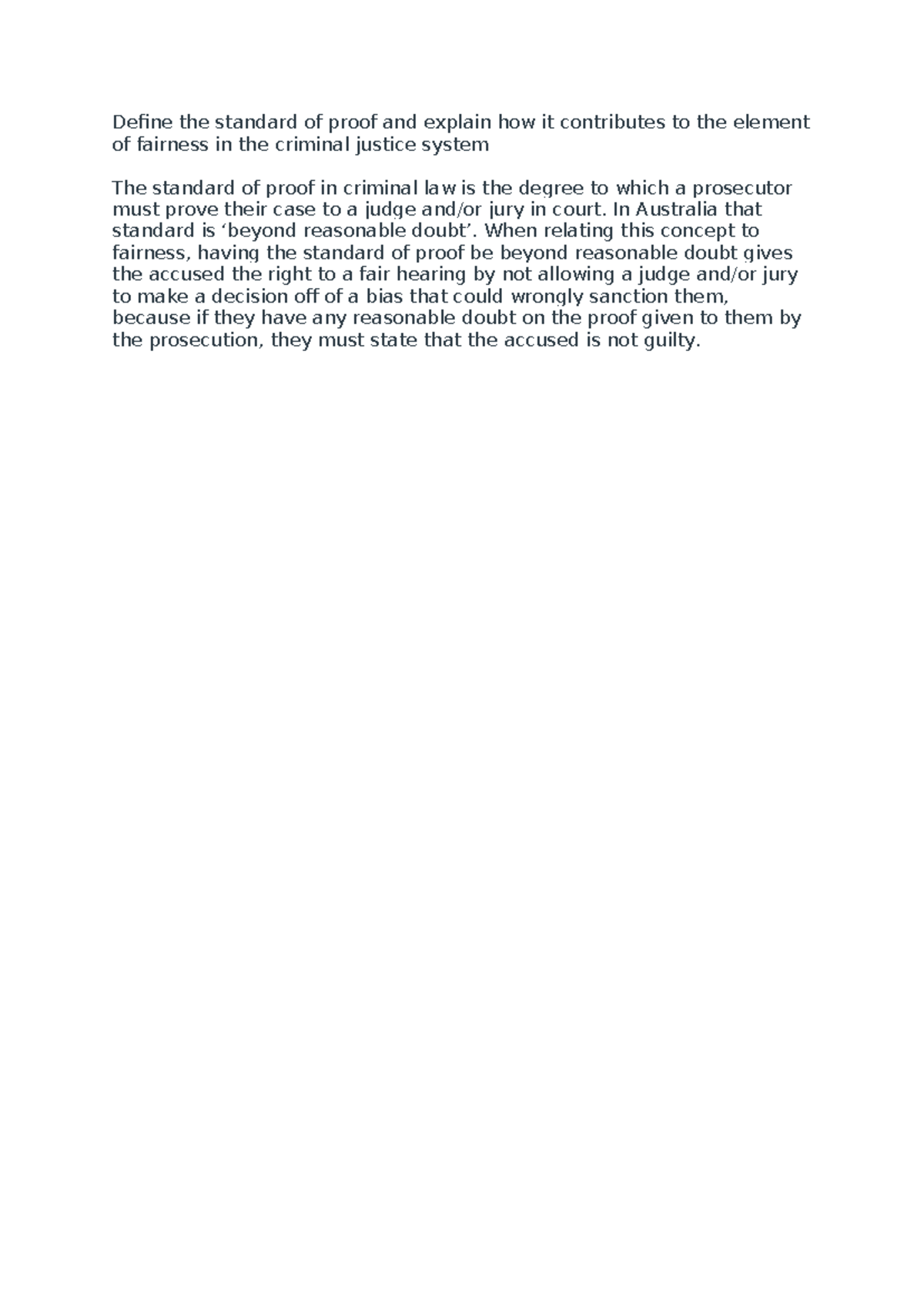 Standard of Proof HW: Fairness in Criminal Justice System Explained ...