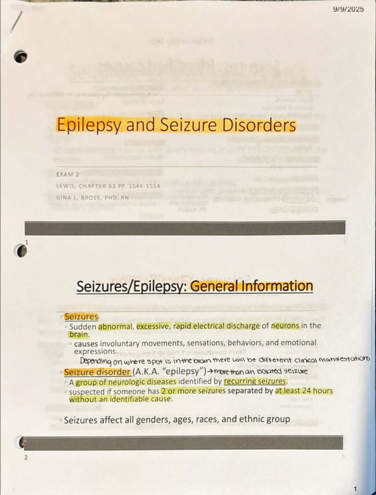 Final Exam Study Guide: Epilepsy & Seizure Disorders (ABC123) - Studocu