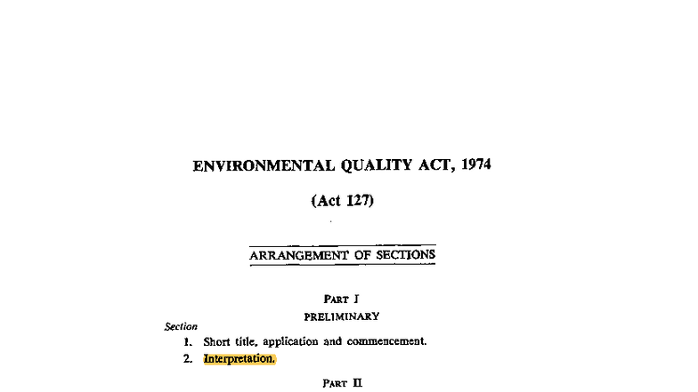 Environmental Quality Act 1974 (Act 127) - Comprehensive Overview - Studocu