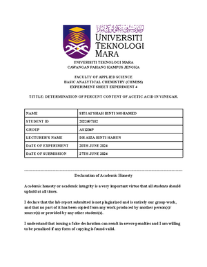 CHM256 Tutorial C4 - 13 CHAPTER 4: BASIC REQUIREMENT FOR ANALYSIS 4 TREATMENT OF SAMPLE ...