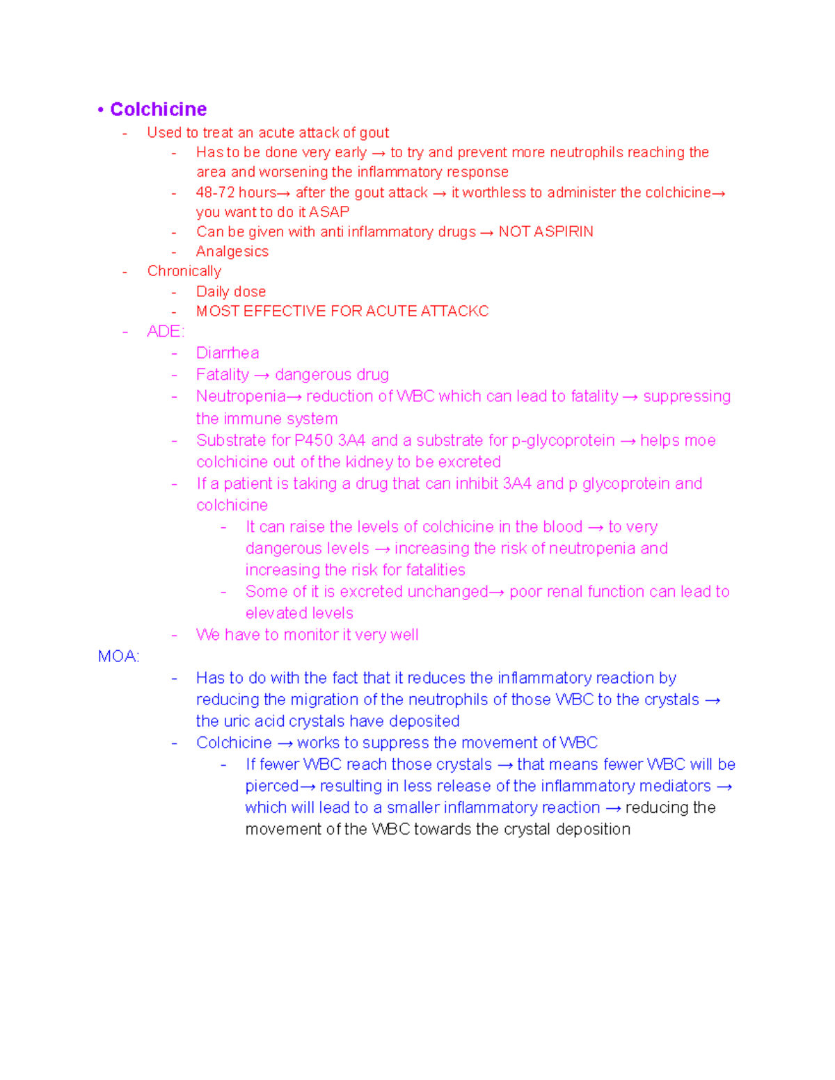Colchicine in Gout Management: Mechanism, Efficacy, and Risks - Studocu