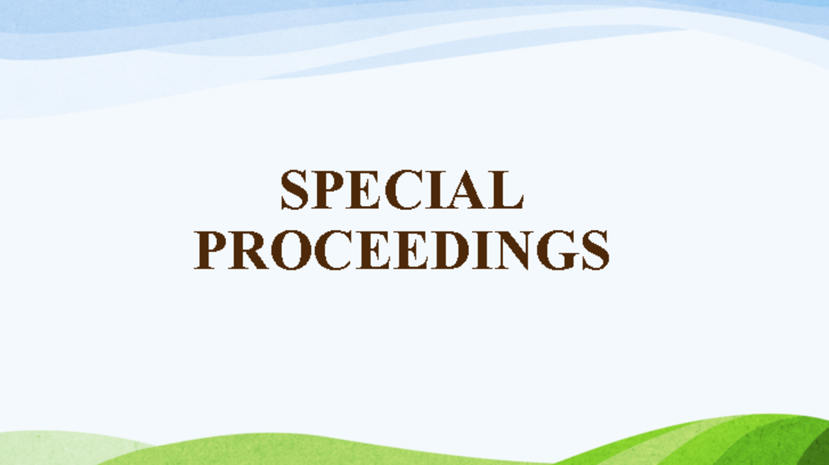 Settlement OF THE Estate - SPECIAL PROCEEDINGS SPECIAL PROCEEDINGS A ...