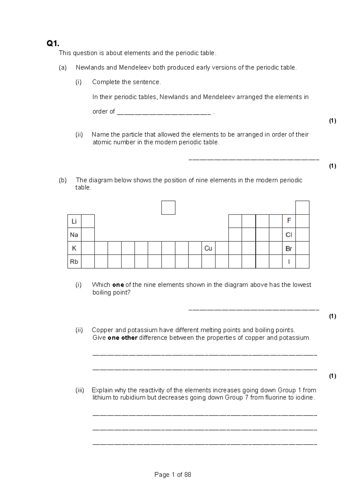Q1-Q11: Elements, Periodic Table, and Atomic Structure Study Notes ...