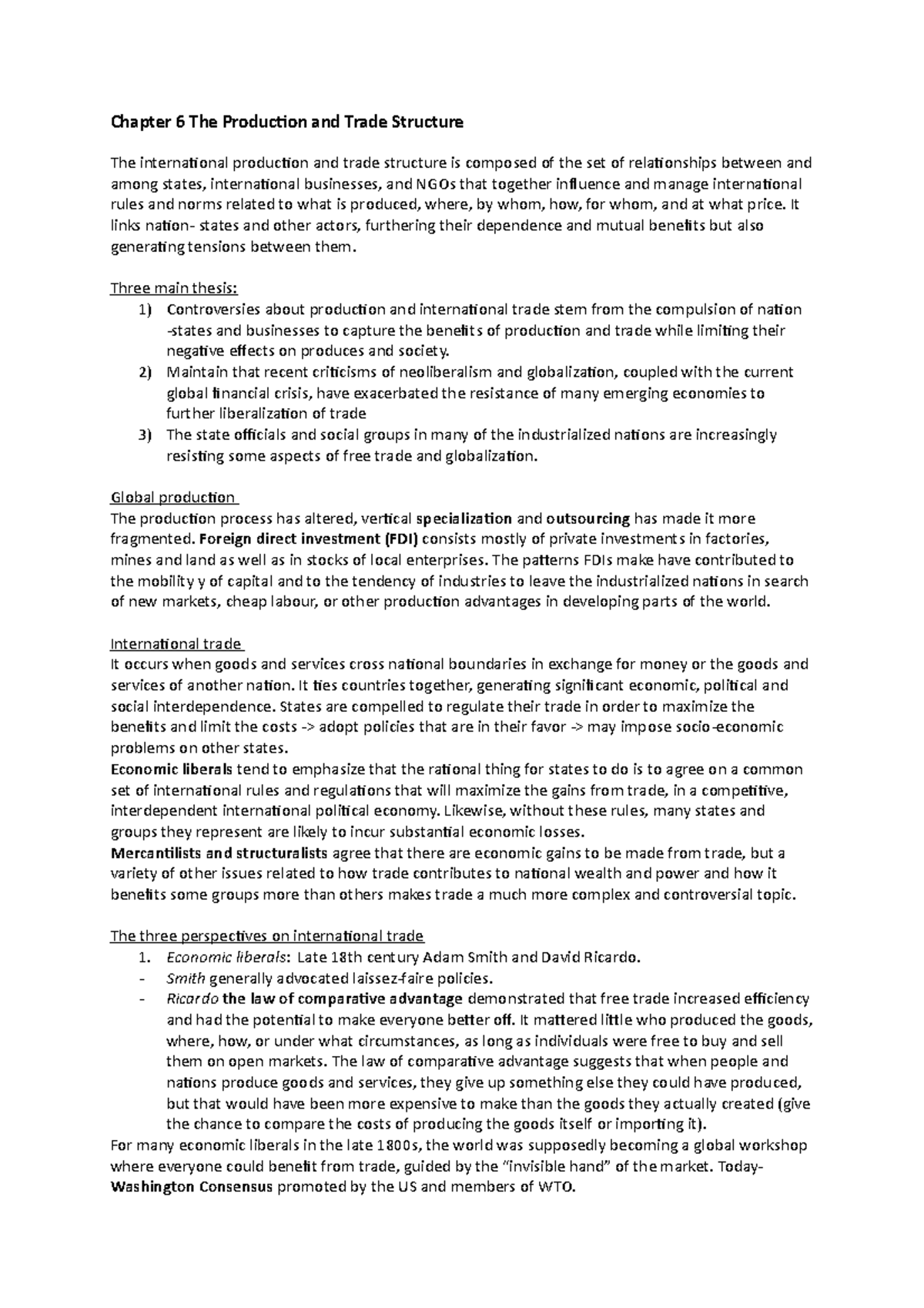 Chapter 6 Summary: The Production and Trade Structure Insights ...