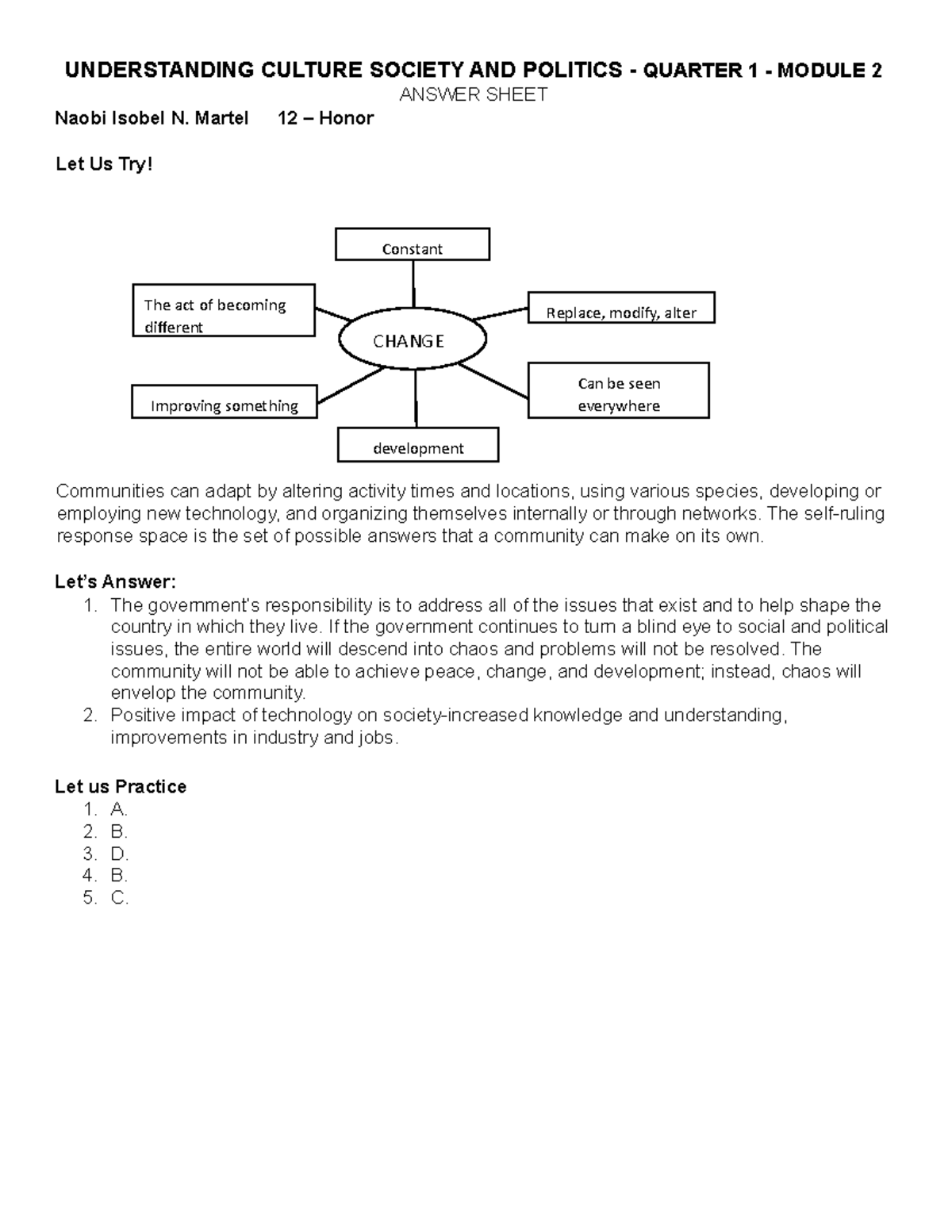 UCSP Module 2 - UNDERSTANDING CULTURE SOCIETY AND POLITICS - QUARTER 1 ...