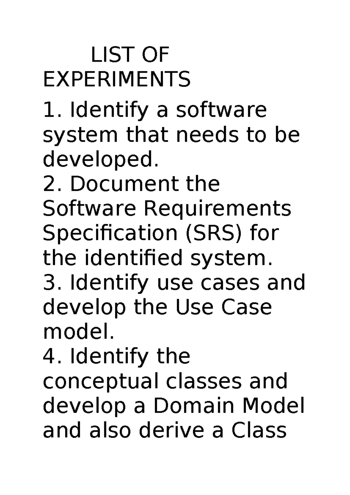 Software Development Experiments: SRS, Use Cases, and UML Diagrams - Studocu