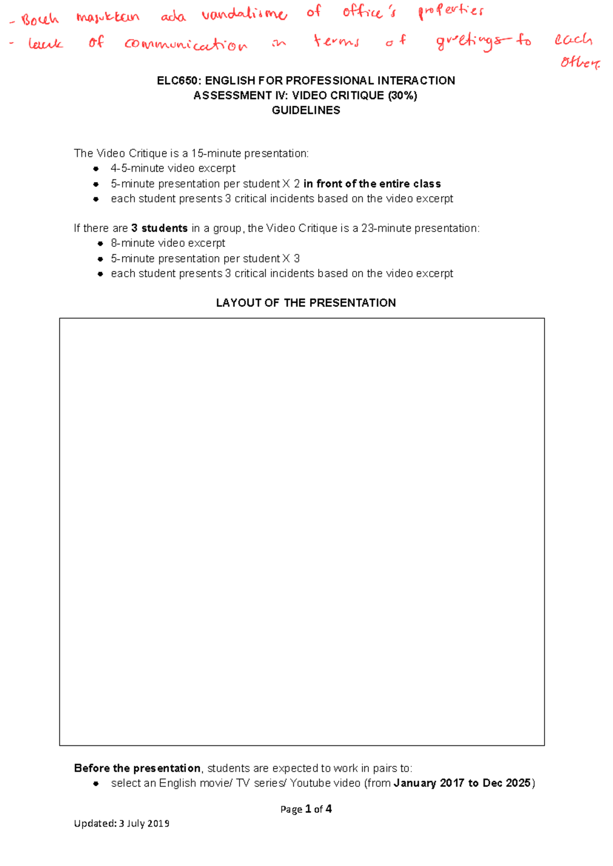 ELC650: Video Critique Guidelines for Professional Interaction ...