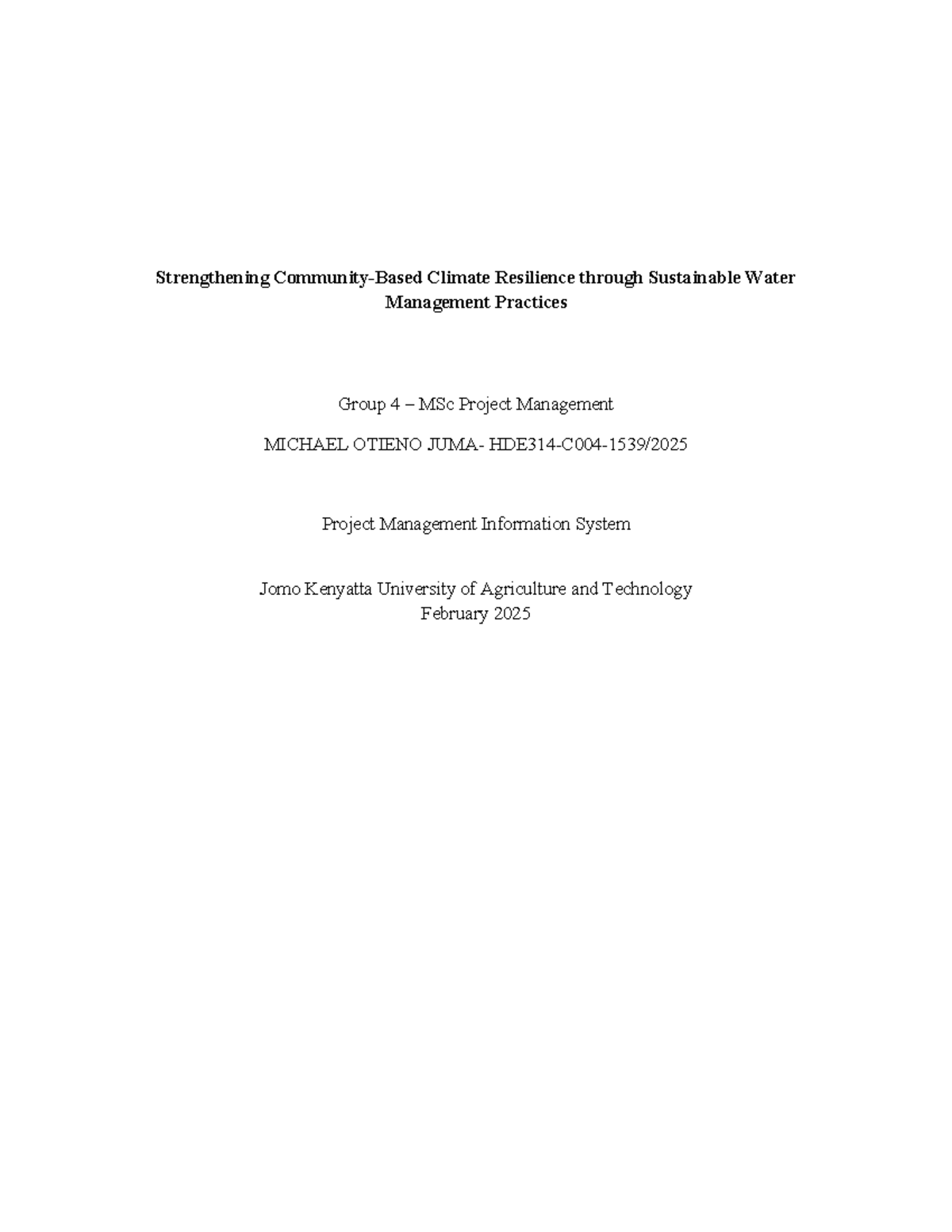 Group 4 MSc Project Management: Climate Resilience Grant Proposal - Studocu