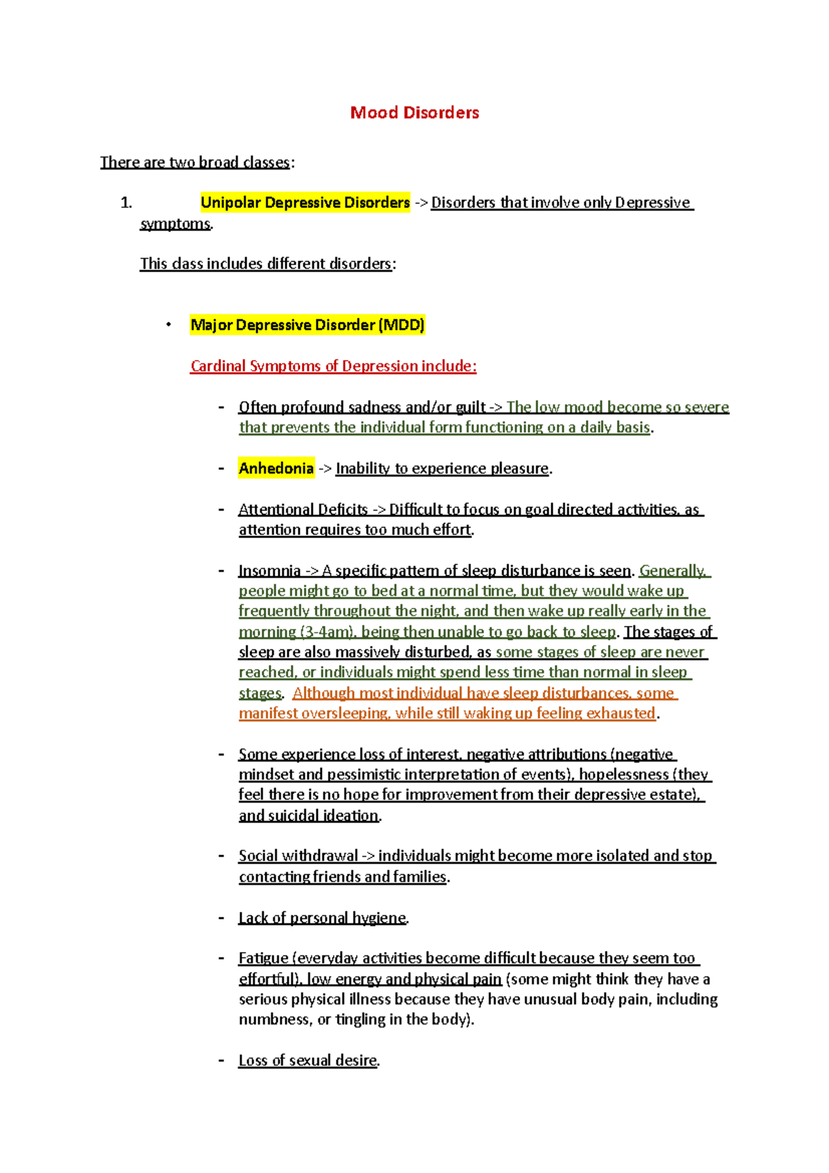 Individual Differences and Abnormal Psych - Lecture 3: Mood Disorders ...