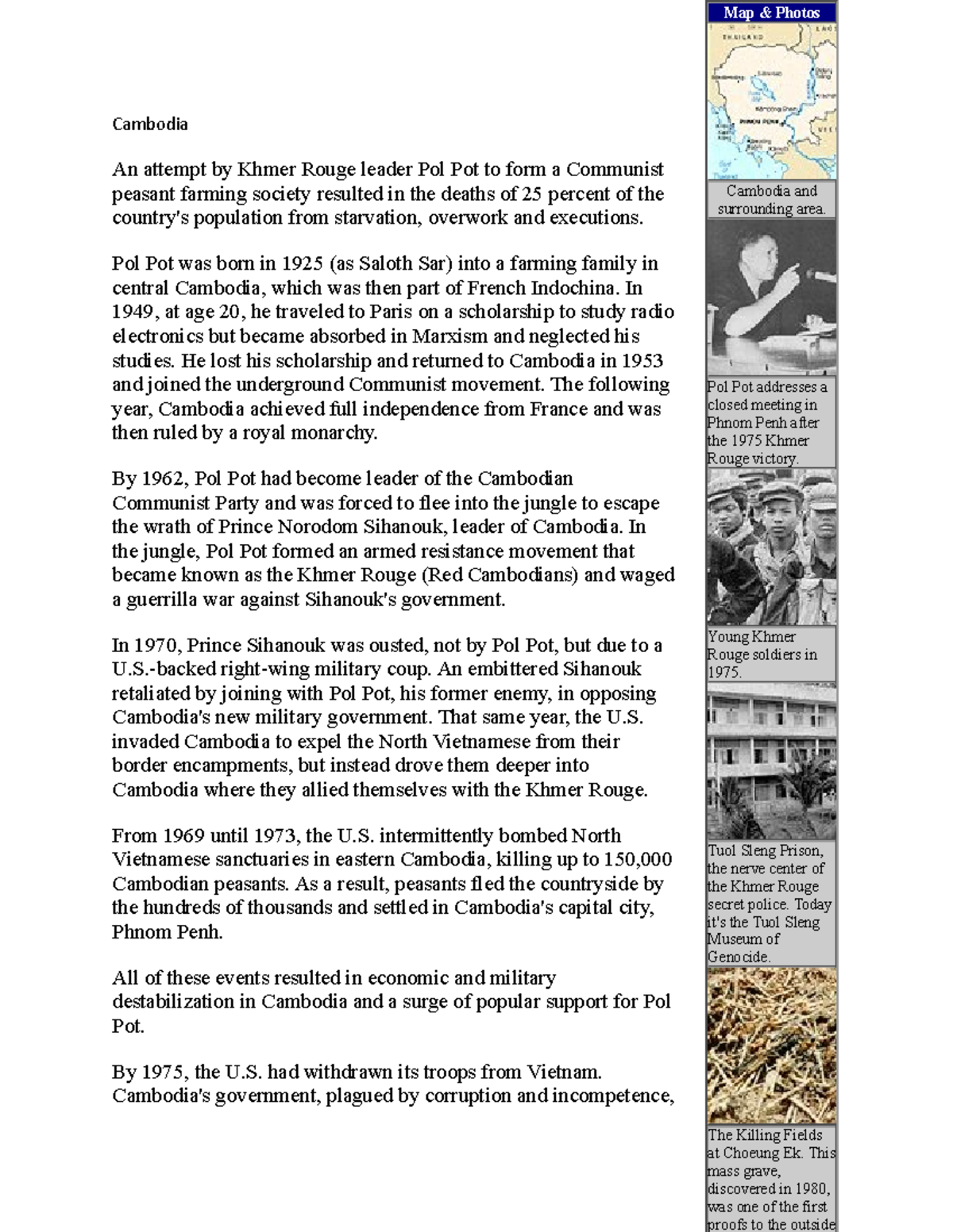 Cambodia - The Khmer Rouge Genocide: A Tragic Era of 20th Century - Studocu