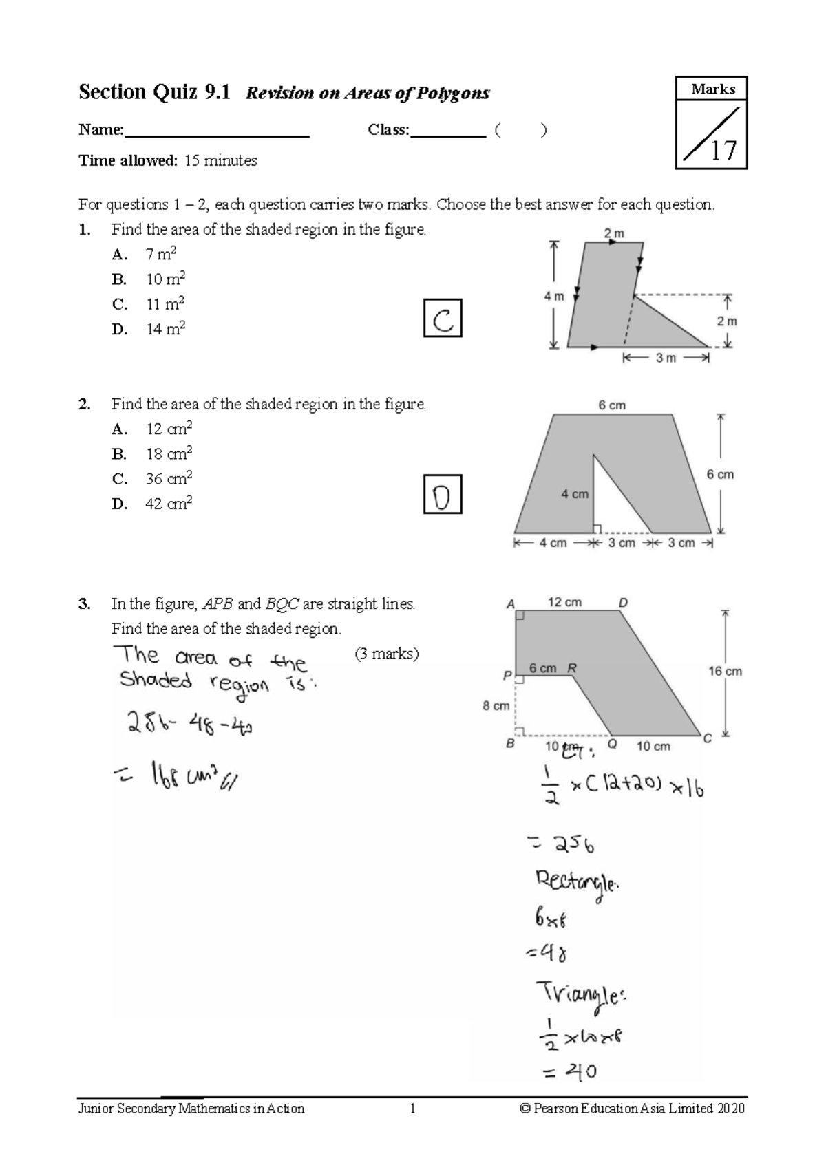 1B09 Section Quiz 9.1: Areas of Polygons Revision - Studocu