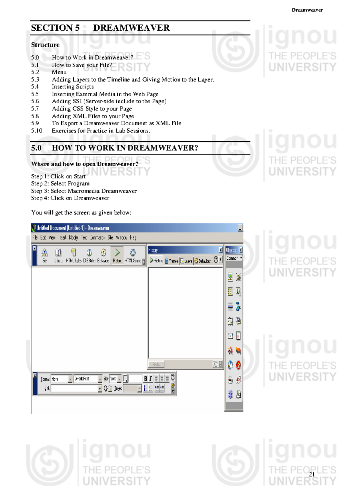 Dreamweaver Lab Summary: Section-5 Overview and Exercises - Studocu