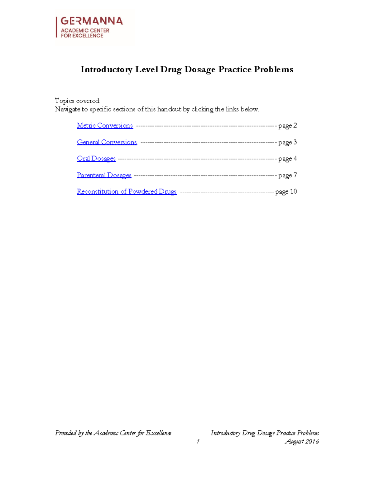 Introductory Drug Dosage Practice Problems: Comprehensive Exercises ...