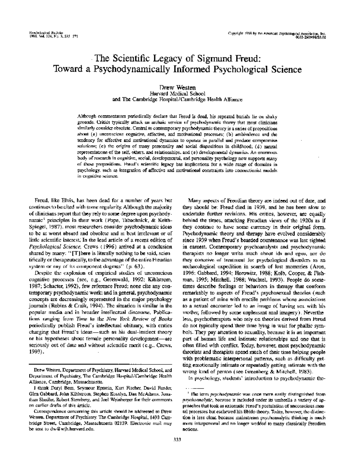 The Scientific Legacy of Freud: Unconscious Processes in Psychology ...