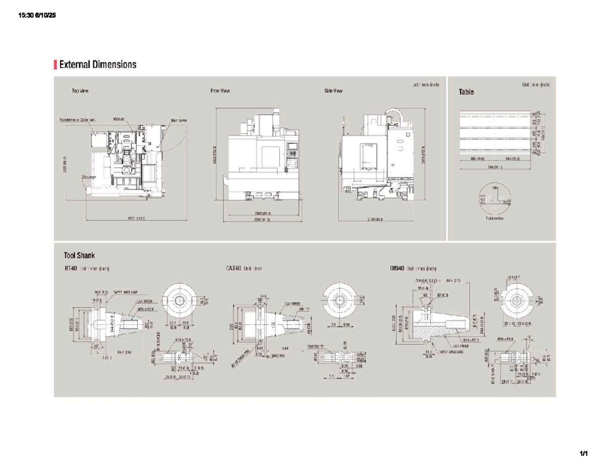 DNM400A Technical Specifications: External Dimensions & Tool Shank ...