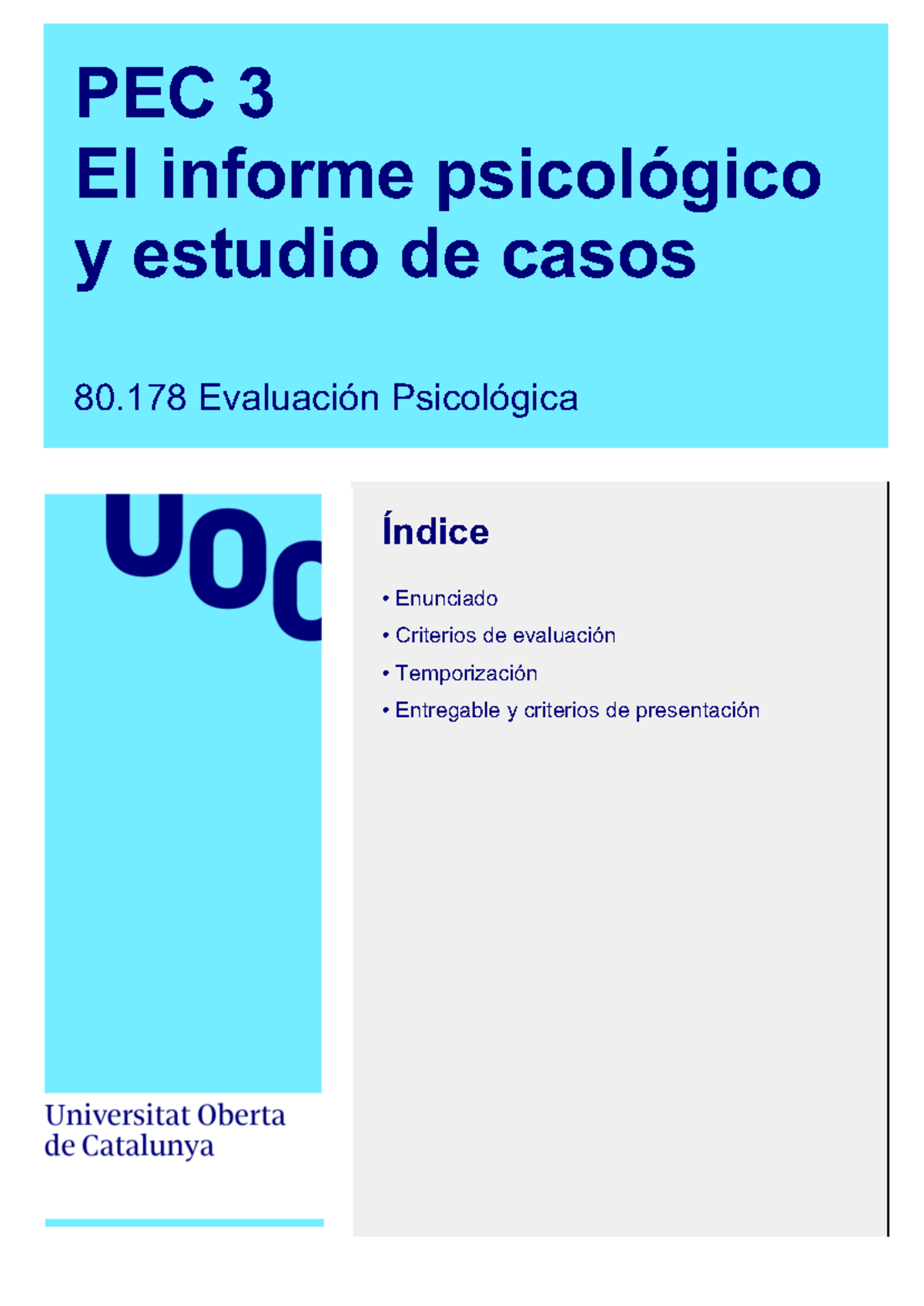 Modelo de respuestas PEC 3 E . P - PEC 3 El informe psicológico y ...