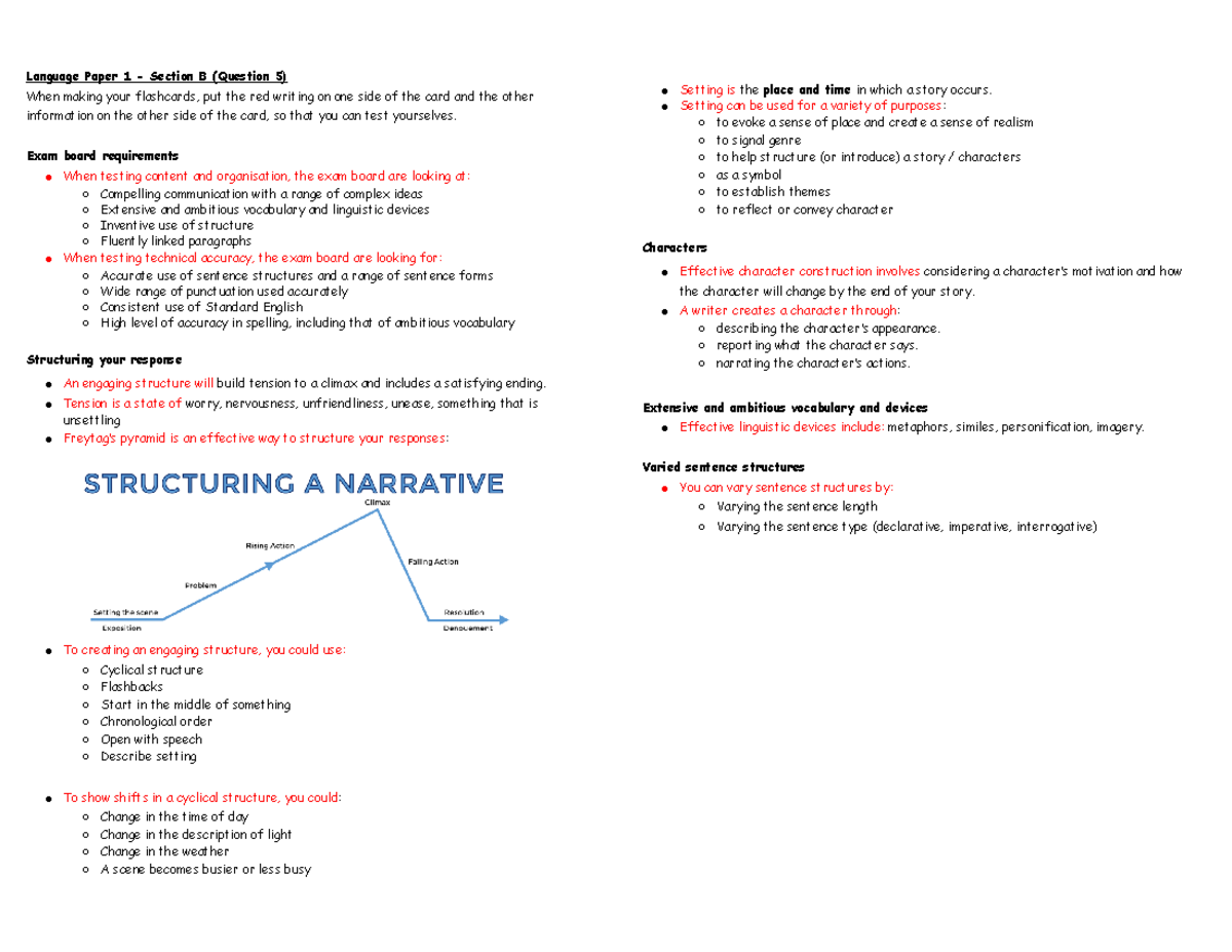 Language - paper one question five - Language Paper 1 Section B ...