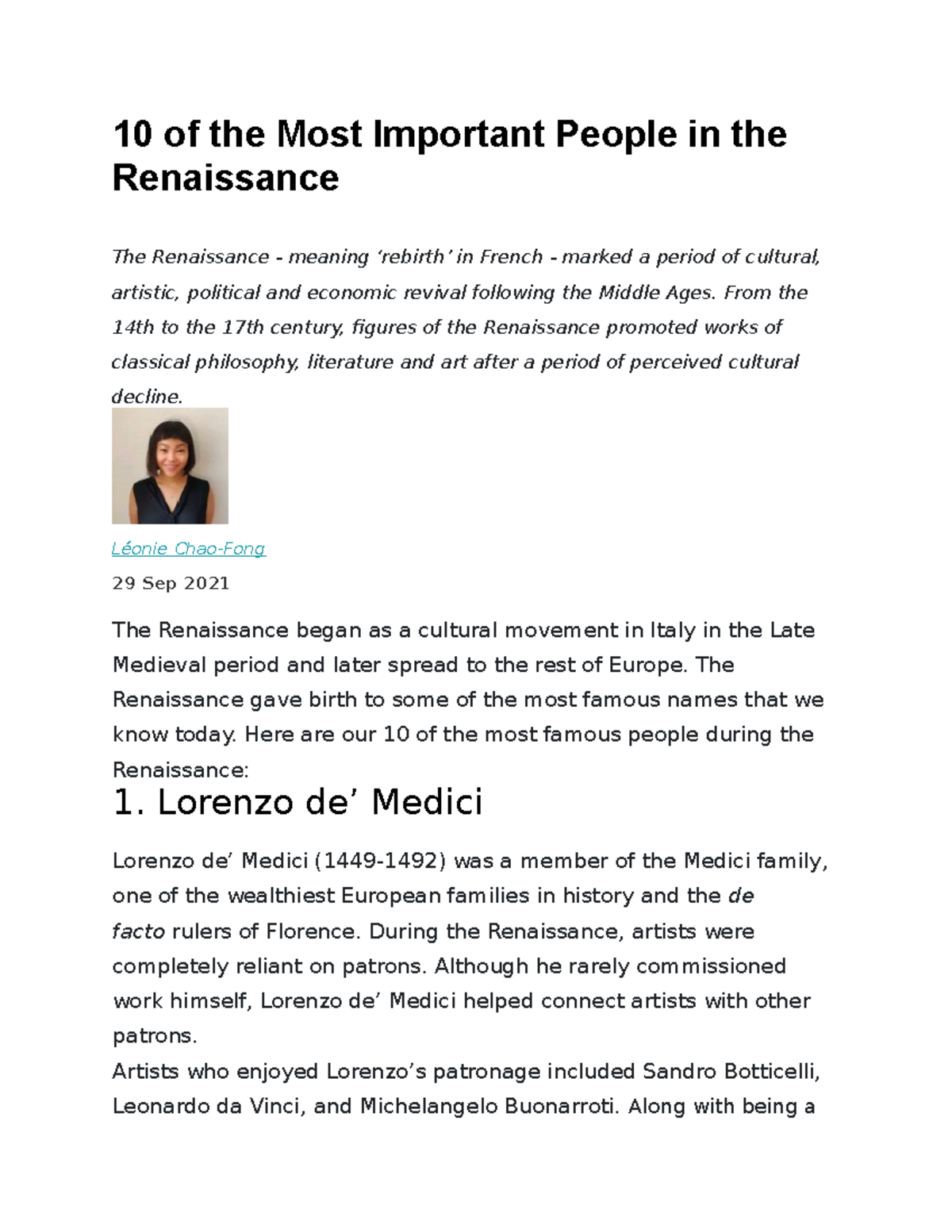 10 of the Most Important People in the Renaissance - From the 14th to ...