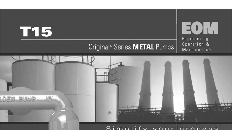 Wilden T15 Metal Pump: Engineering, Operation & Maintenance Guide - Studocu