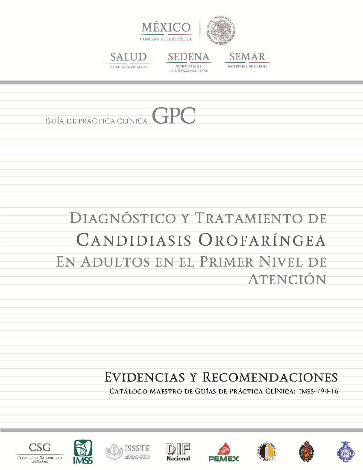 Guía de Práctica Clínica GPC: Diagnóstico y Tratamiento de Candidiasis ...