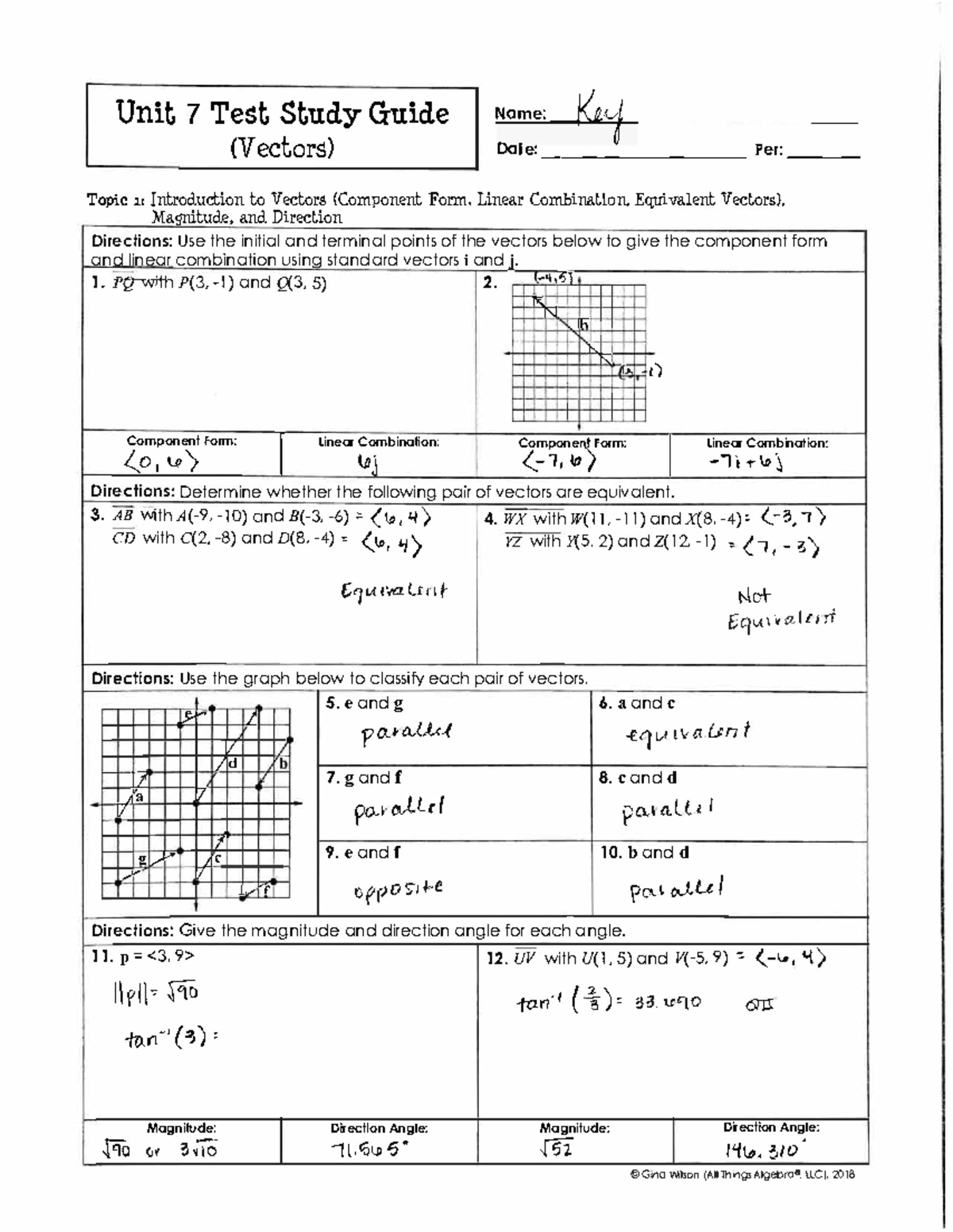 Ch 7 Test Study Guide Solutions (Vectors) - Studocu
