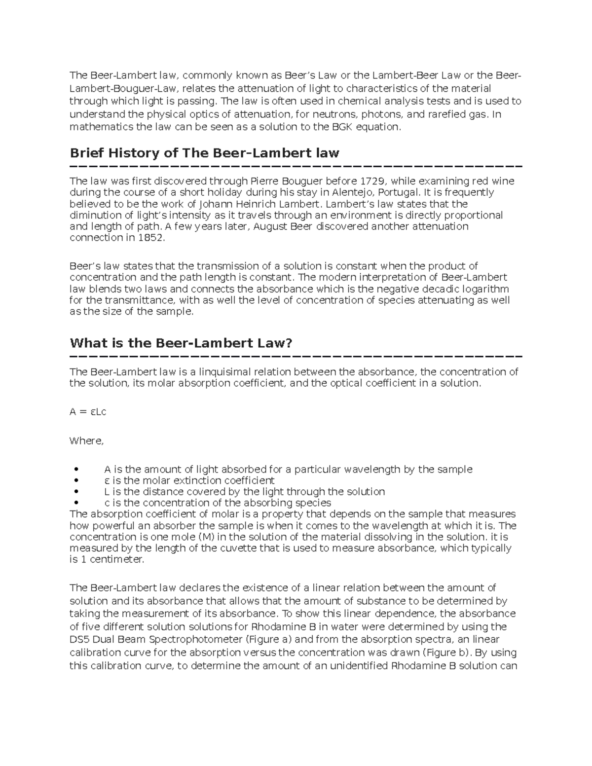 Beer-Lambert Law Explained: Concepts, Equation, & Applications - Studocu