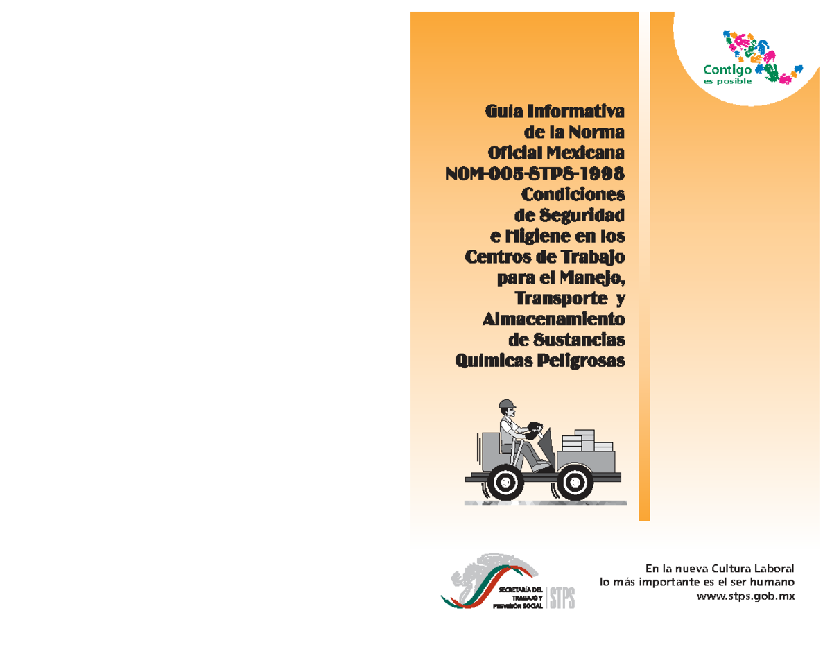Guía NOM 005-STPS-1998: Manejo de Sustancias Químicas Peligrosas - Studocu