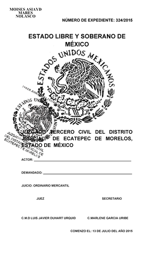 Ejecución DE Sentencia Mercantil - JUICIO EJECUTIVO MERCANTIL EXP. No ...