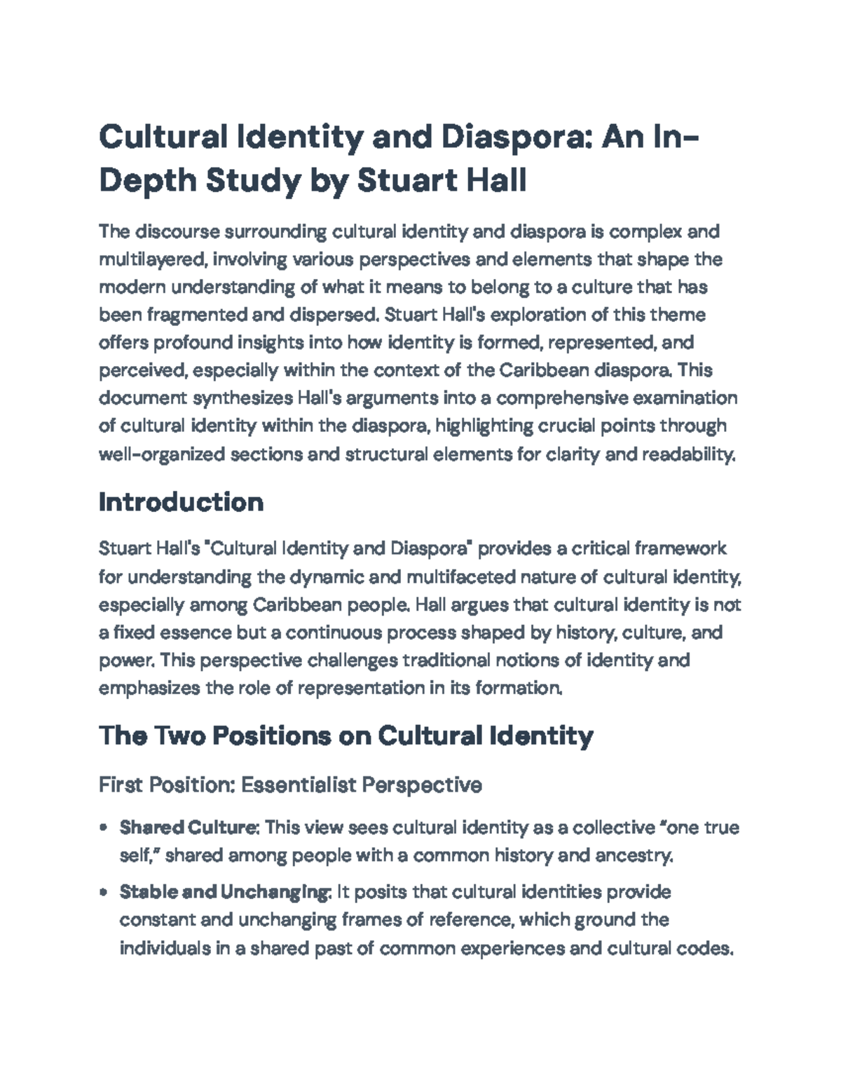 Cultural Identity and Diaspora: Insights from Stuart Hall's Framework ...