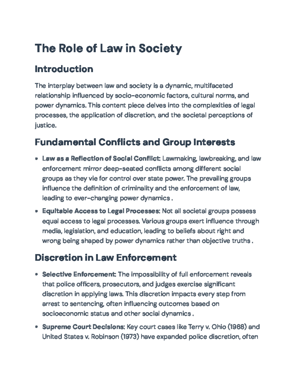 The Role of Law and Society: Discretion, Justice, and Inequalities ...