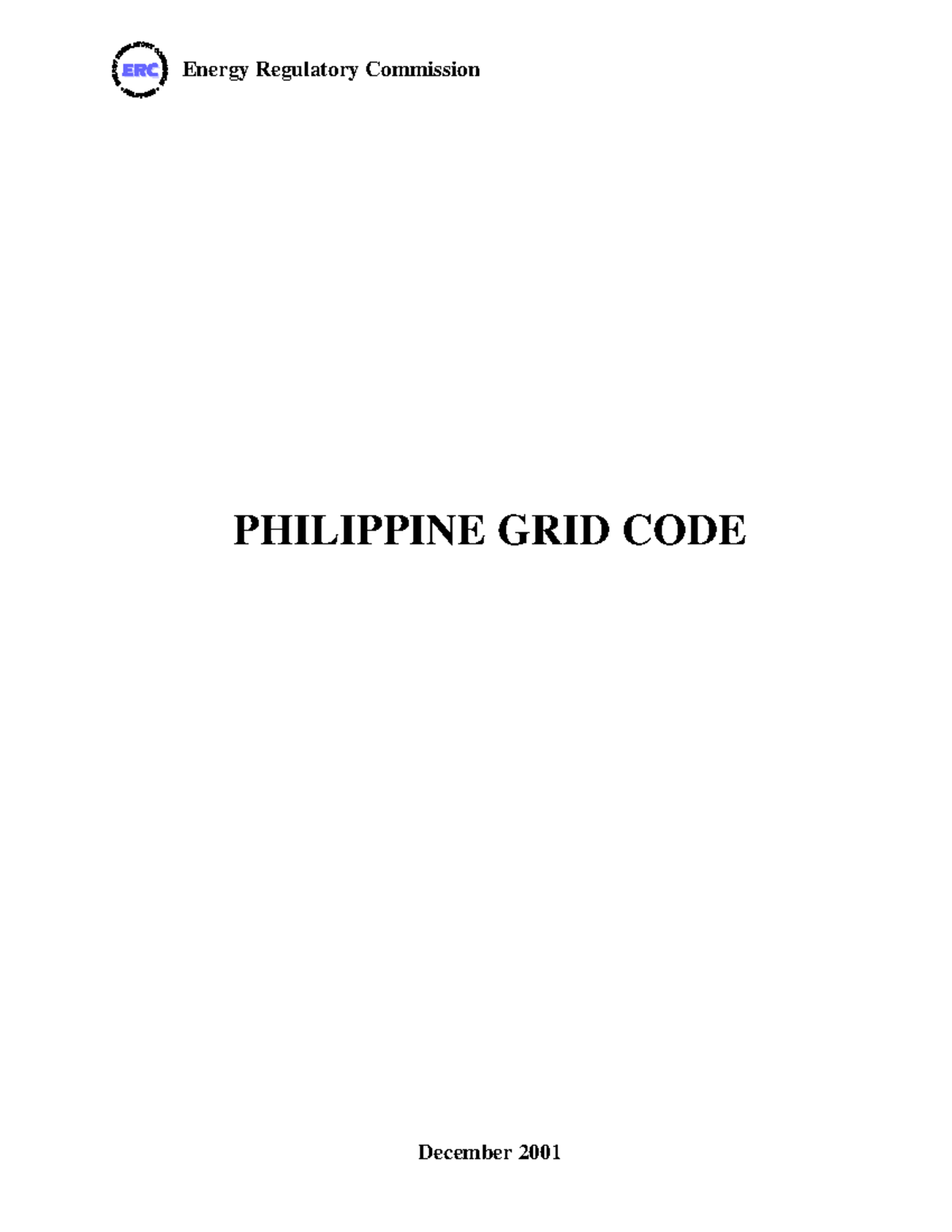Philippine grid code - Grid Code - Energy Regulatory Commission ...